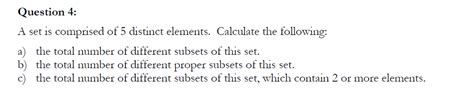solved a set is comprised of 5 distinct elements calculate