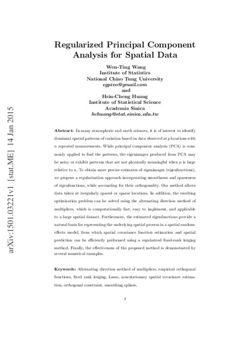 Pdf Regularized Principal Component Analysis For Spatial Data