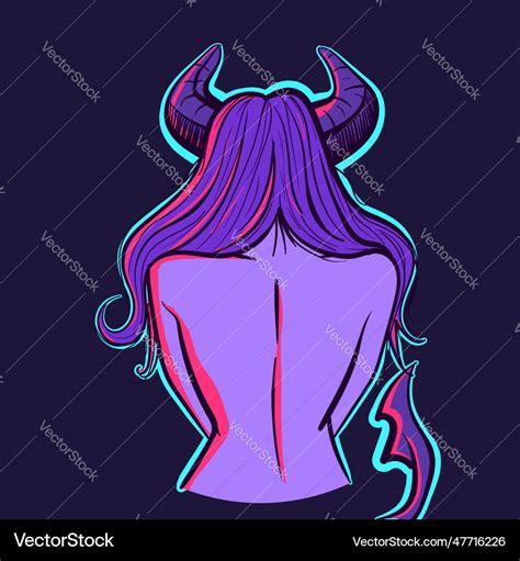 A Neon Demon Womans Back Royalty Free Vector Image