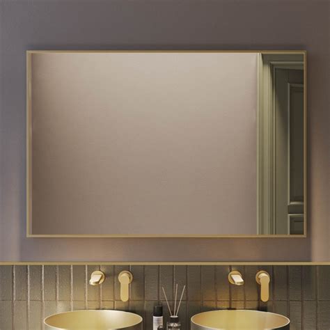 Rectangular Brass Backlit Heated Bathroom Mirror With Lights 1200 X 800mm Taurus Better
