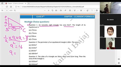 Class 9th Herons Farmula Youtube
