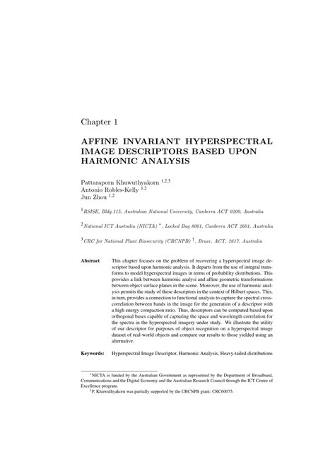 pdf affine invariant hyperspectral image descriptors based upon
