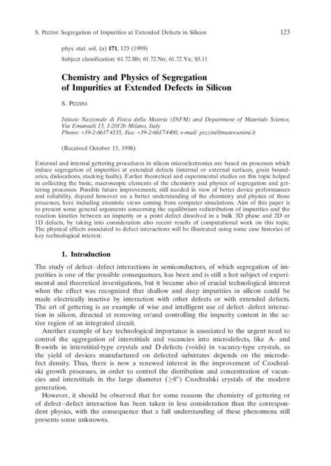 Pdf Chemistry And Physics Of Segregation Of Impurities At Extended
