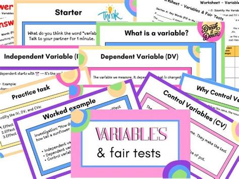 Year 7 Science Lesson Pack Variables And Fair Tests Teaching Resources