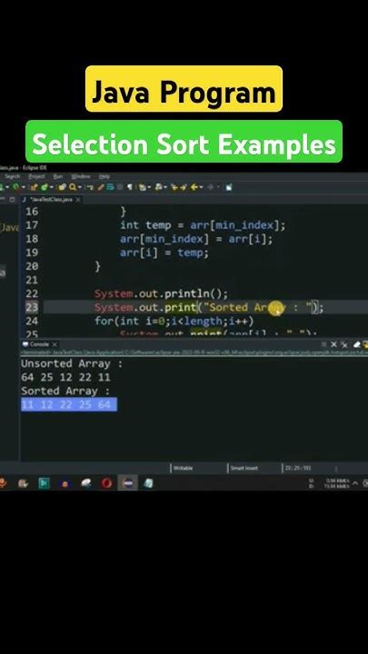Java Program - Selection Sort in Java #javatutorial - YouTube