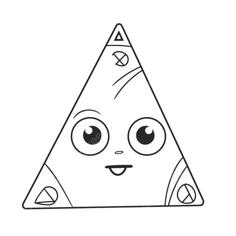 Cute Shaped Triangle Coloring Page With Eyes Outline Sketch Drawing Vector Geometric Drawing