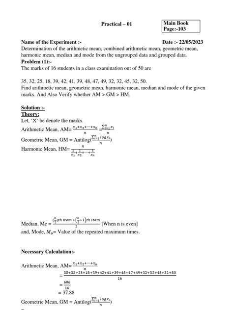 statictics 1st paper 8 experiments pdf mean mode statistics