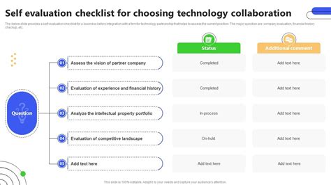 Self Evaluation Checklist For Choosing Technology Collaboration Ppt Slide