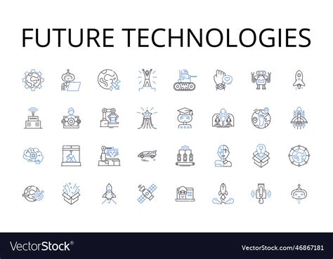 Future Technologies Line Icons Collection Vector Image