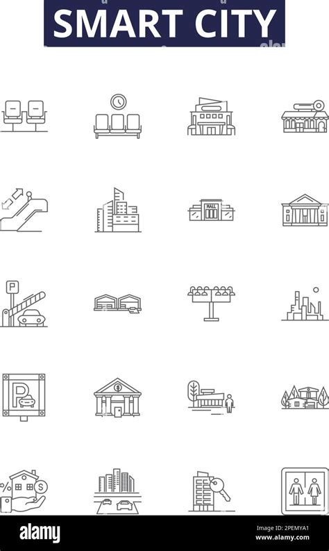 Smart City Line Vector Icons And Signs City Urban Technology