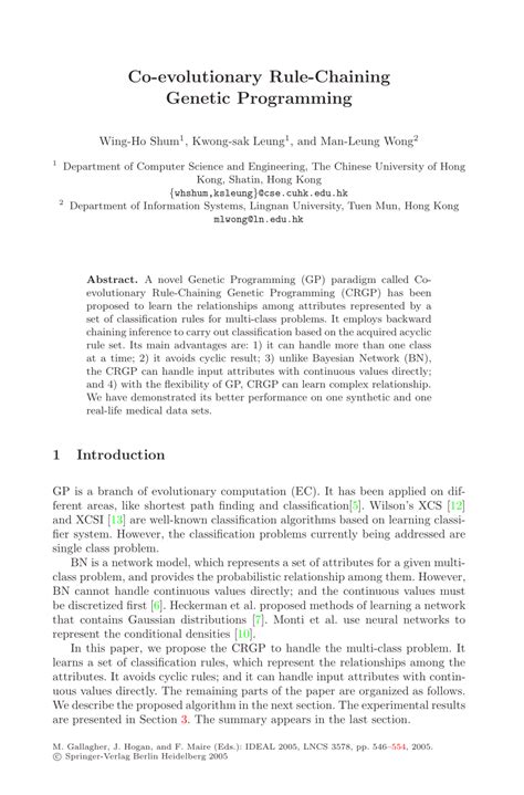 Pdf Co Evolutionary Rule Chaining Genetic Programming