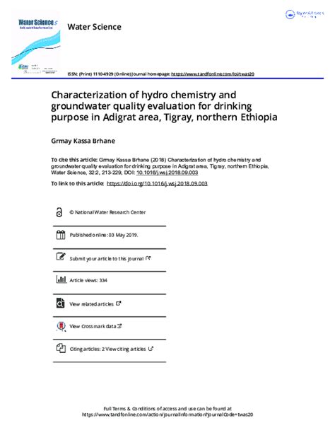 Pdf Characterization Of Hydro Chemistry And Groundwater Quality