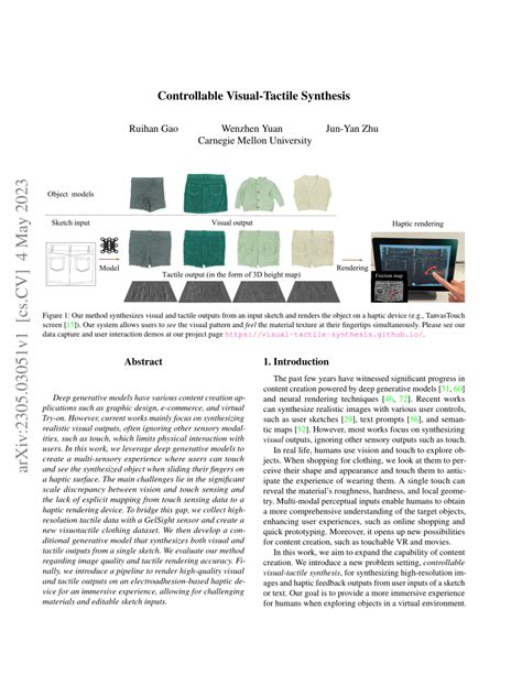 Pdf Controllable Visual Tactile Synthesis