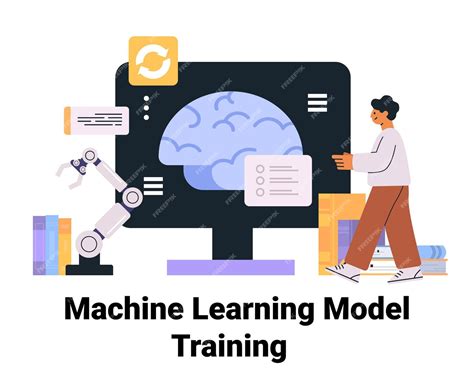 Premium Vector Machine Learning Model Training Concept With Robot Arm
