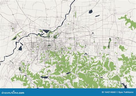 Map Of The City Of Jinan China Stock Illustration Illustration Of
