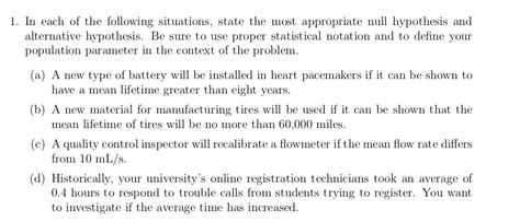 Solved 1 In Each Of The Following Situations State The