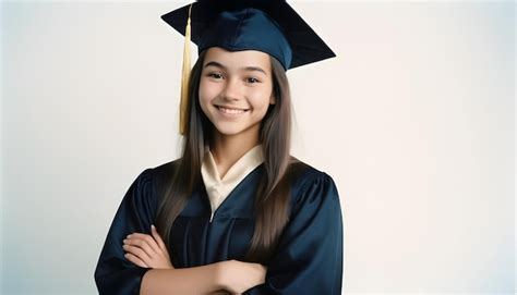 A Girl Wearing A Graduation Cap And A Graduation Cap Premium AI Generated Image