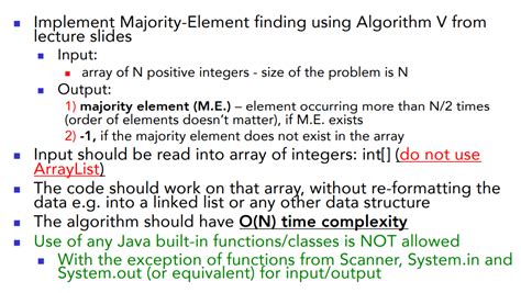 Solved Implement Majority Element Finding Using Algorithm Chegg