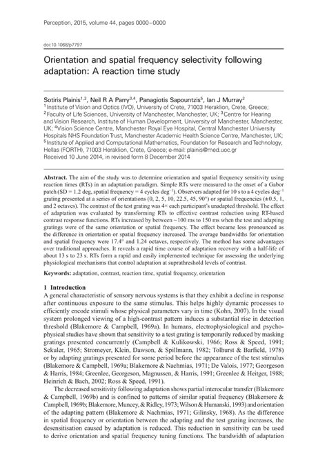 Pdf Orientation And Spatial Frequency Selectivity Following