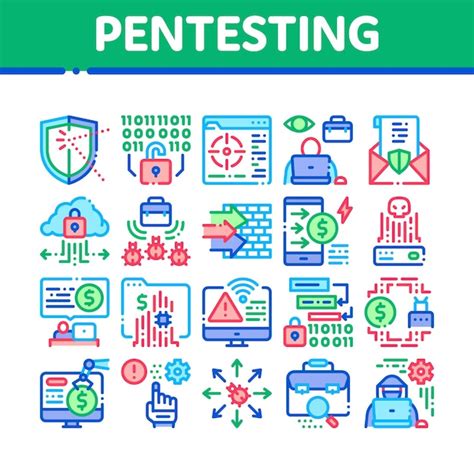 Premium Vector Pentesting Software Collection Icons Set Vector