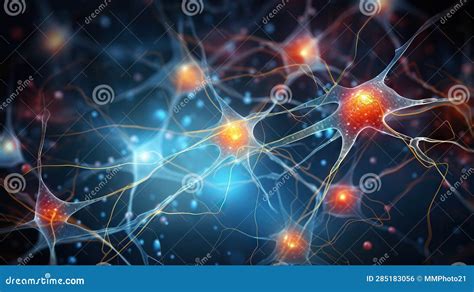 Neural Network Close Up Of Neuron Glial Cells Stock Illustration Illustration Of Cells