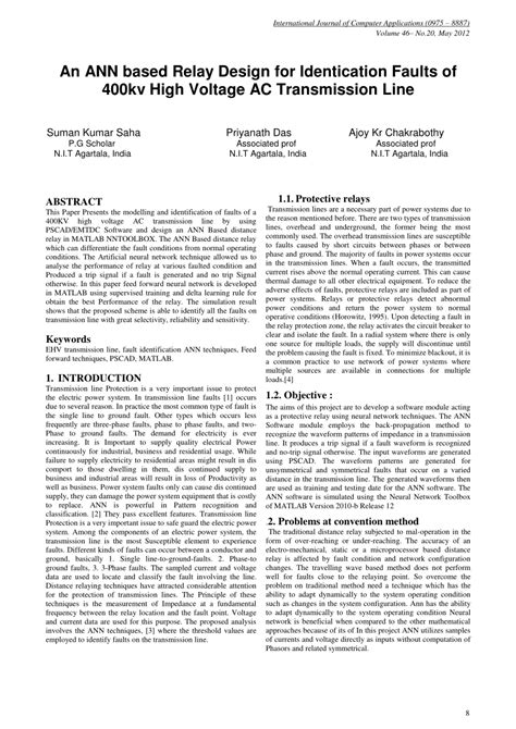 Pdf An Ann Based Relay Design For Identication Faults Of 400kv High Voltage Ac Transmission Line