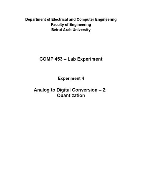 lab4 quantization pdf signal to noise ratio sampling signal