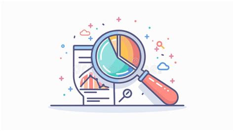 Detailed Analysis Using Magnifying Glass On Pie Chart Graph Stock