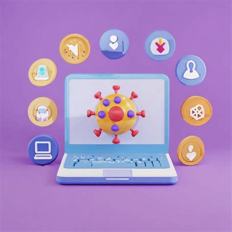 Collection Of Computer Virus Detection Icons System Error Warning On A