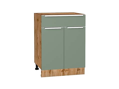 Шкаф нижний с 2 мя дверцами и ящиком Фьюжн Silky Mint Дуб Вотан