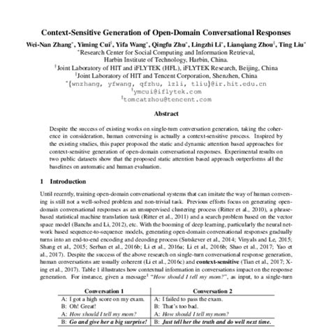 Context Sensitive Generation Of Open Domain Conversational Responses Acl Anthology