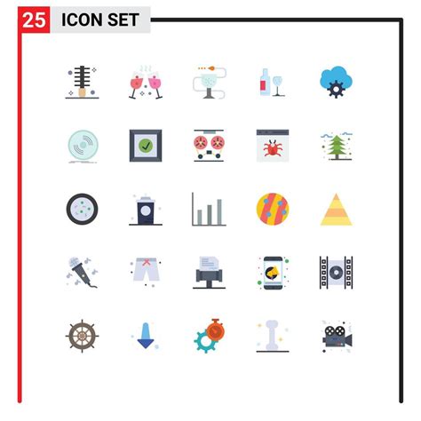 25 Flat Color Concept For Websites Mobile And Apps Control Love Fitness Glass Drink Editable