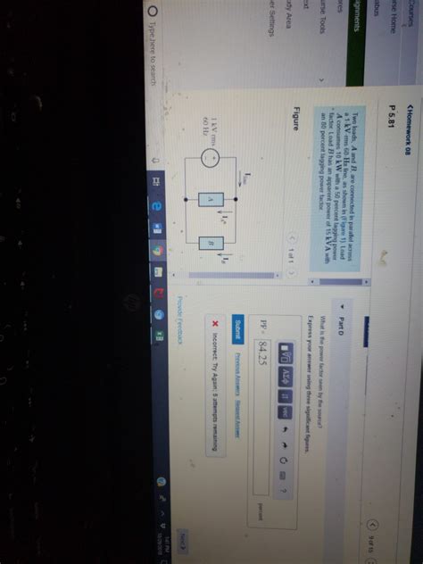 solved p 5 81 two loads a and b are connected in parallel