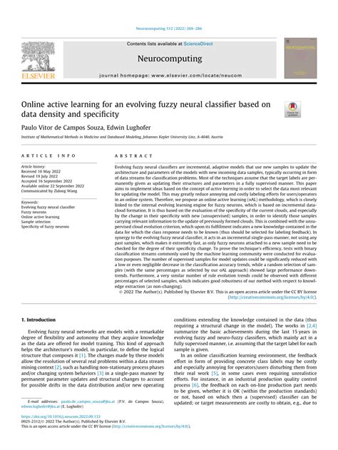 Pdf Online Active Learning For An Evolving Fuzzy Neural Classifier