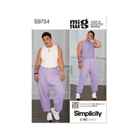 Simplicity Sewing Pattern S9754 Misses Tops And Cargo Pants By Mimi G