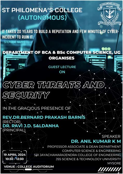 Guest Lecture On “cyber Threats And Security” St Philomenas College