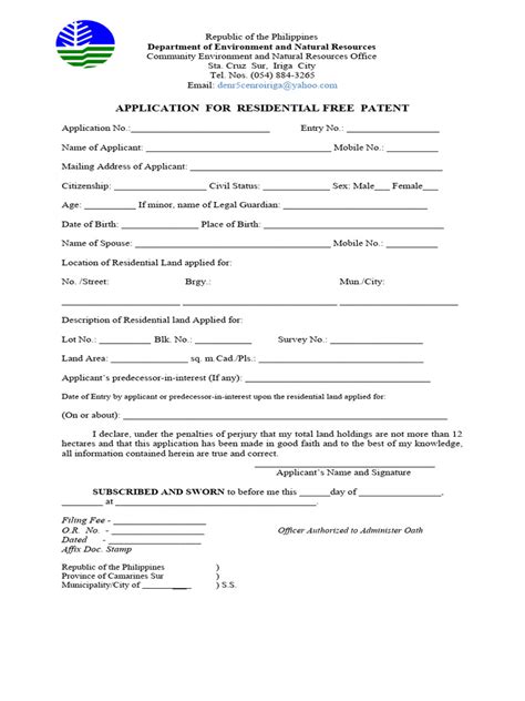 App Residential Free Patent Application Forms Pdf Affidavit