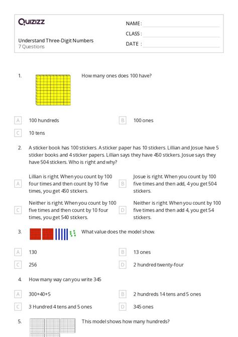 50 Patterns In Three Digit Numbers Worksheets On Quizizz Free