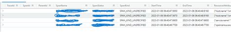 spanid and traceid not storing in adx with otel collector adx exporter