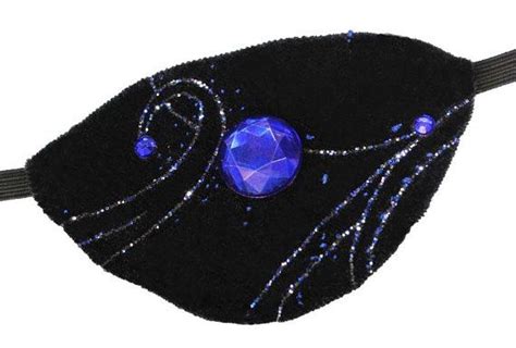 Velvet Eye Patch Cosmos Black Blue Gothic Steampunk Pirate Fantasy