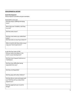 Developmental History Questionnaire For Autism Pdf Mental Disorder