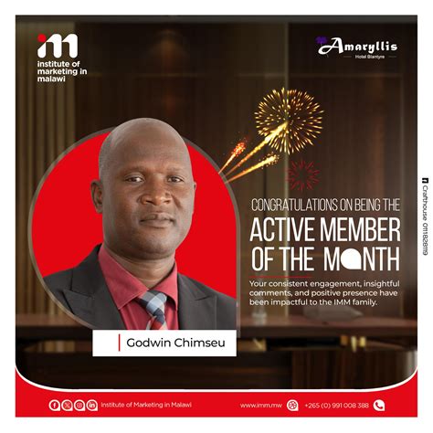 Godwin Chimseu Imm Active Member Of The Month Institute Of Marketing