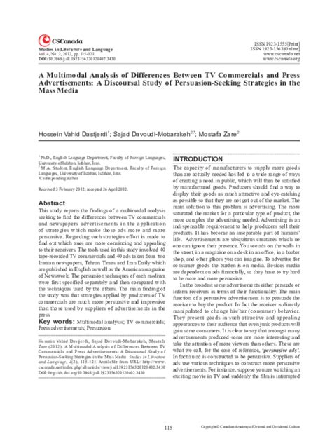 Pdf A Multimodal Analysis Of Differences Between Tv Commercials And