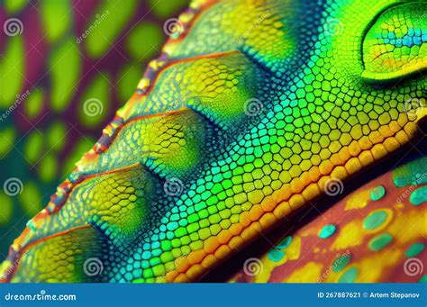 Chameleon Skin Texture Background Colored Lizard Scales Iguana