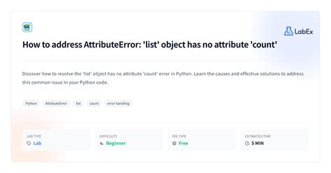 How To Address Attributeerror List Object Has No Attribute Count Labex