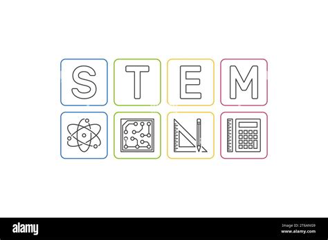 Stem Vector Concept Science Technology Engineering And Mathematics Illustration In Thin Line
