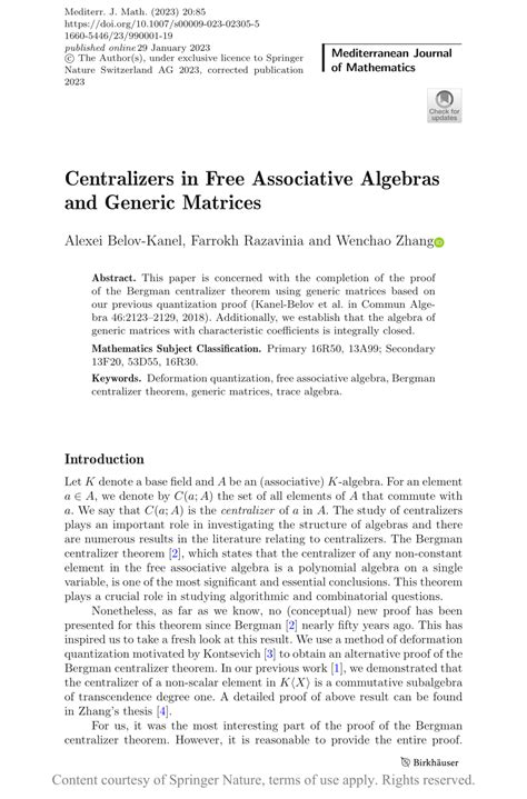 Centralizers In Free Associative Algebras And Generic Matrices
