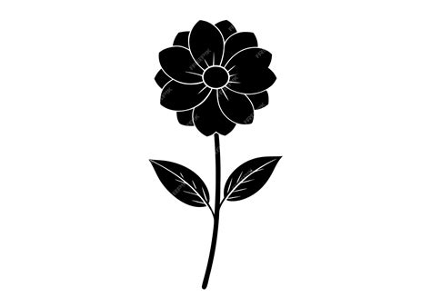 Wild Flower Outline And Single Flower Silhouette Perfect For Botanical