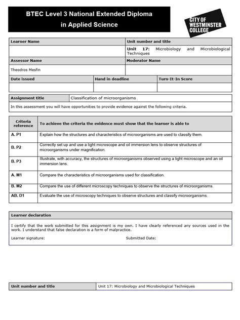 unit 17 assignment 1 new pdf microscope electron microscope