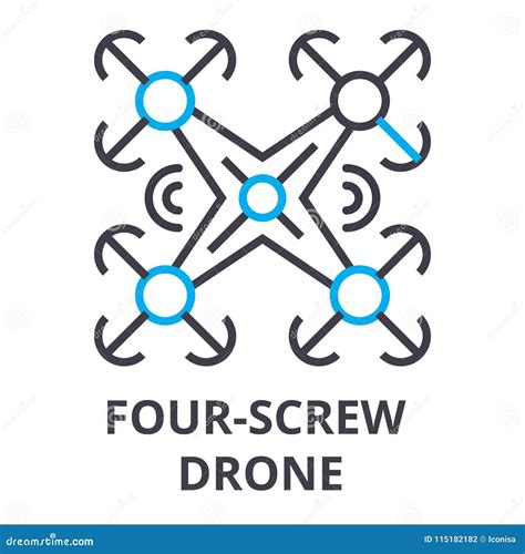 Four Drone Thin Line Icon Sign Symbol Illustation Linear Concept Vector Stock Vector